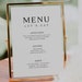 Menu Sign Template, Table Menu Sign, Wedding Menu Template, Elegant ...
