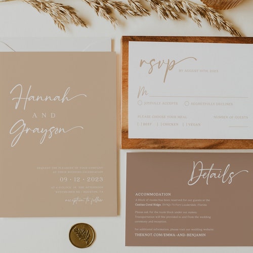 Boho Wedding Invitation Suite Wedding Invitation Template - Etsy