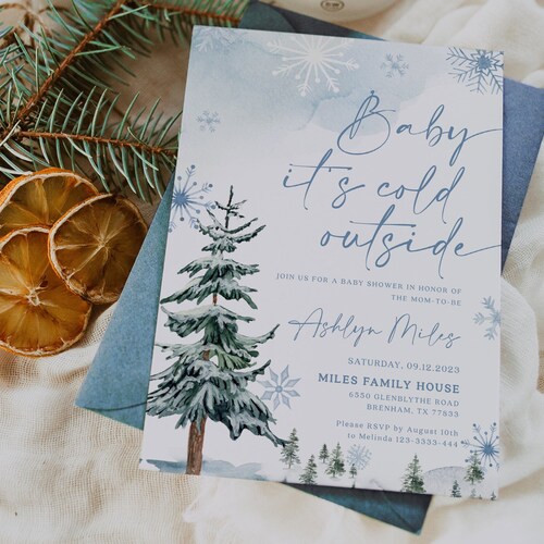 Winter Baby Shower Invitation Template Baby It's Cold - Etsy