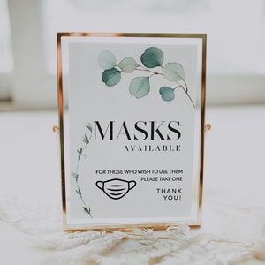 Masks Sign, Masks Available Sign, Wedding Sign GR021LWT - Etsy
