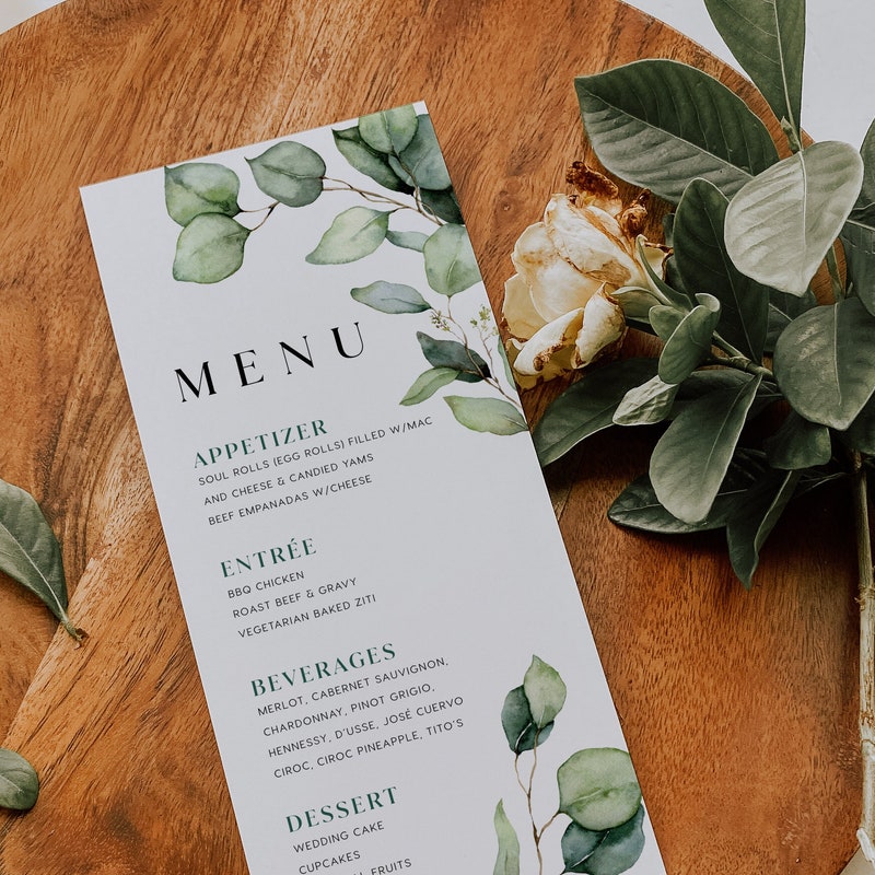Floral Menu - Etsy