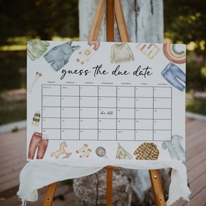 Guess the Due Date Sign Template, Baby Shower Due Date Calendar, Baby ...