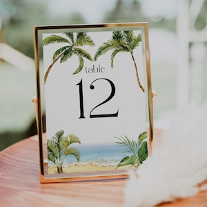 Tropical Table Number, Wedding Table Numbers, Table Numbers Template ...