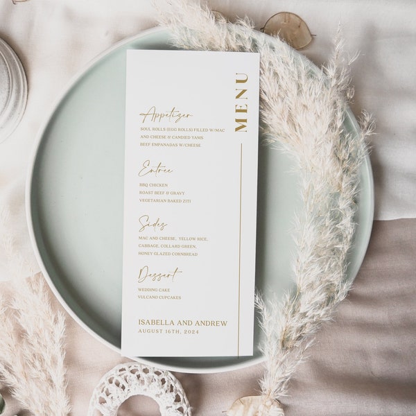 Gold Menu - Etsy