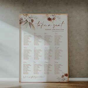 Seating Chart Template, Boho Wedding Seating Chart, Table Plan Template ...