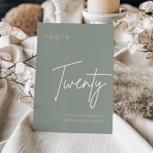 Sage Green Table Numbers Wedding Table Numbers Template Boho - Etsy