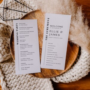 Elegant Wedding Program Template, Wedding Ceremony Program Cards ...