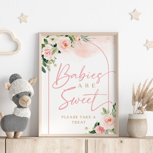 Babies Are Sweet Sign, Baby Shower Sign, Baby Shower Template, Blush ...