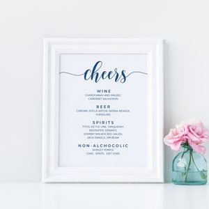 Cheers Sign, Wedding Bar Menu, Bar Menu Sign, Wedding Cheers Sign ...