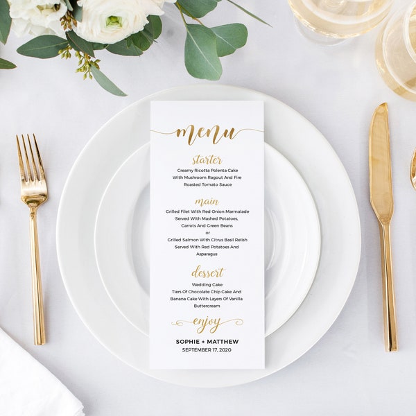 Gold Menu - Etsy