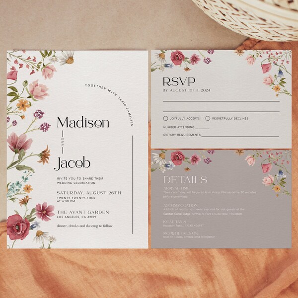 Spring Wildflower Wedding Invitation - Etsy