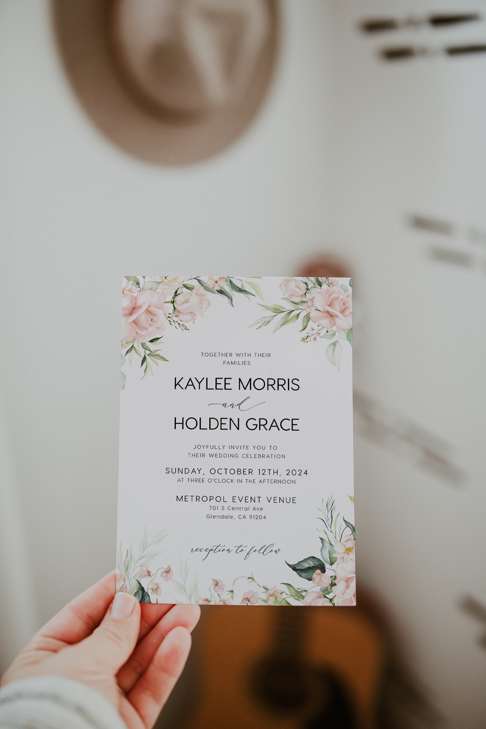 Greenery and Flower Wedding Invitation Wedding Invitation - Etsy
