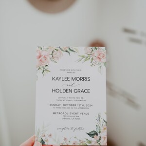 Greenery and Flower Wedding Invitation Wedding Invitation - Etsy