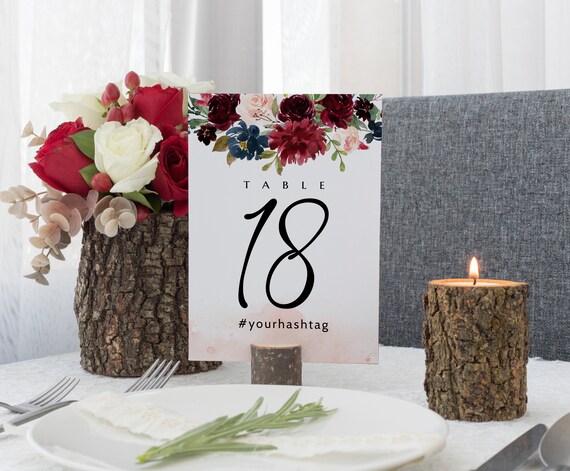 Table Numbers Boho Blush Table Number Template Floral Table - Etsy