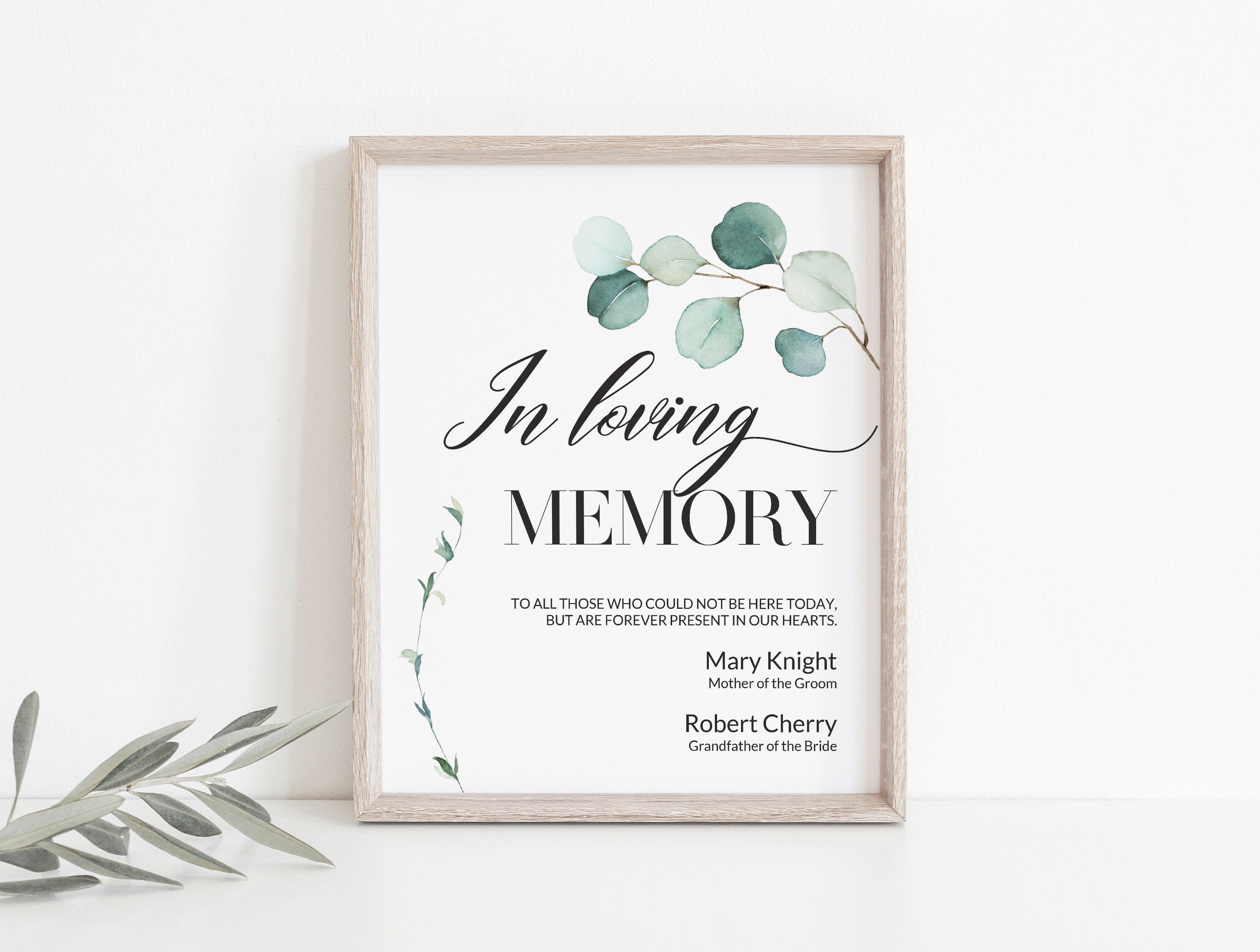 In Loving Memory Template in Loving Memory Sign Eucalyptus | Etsy