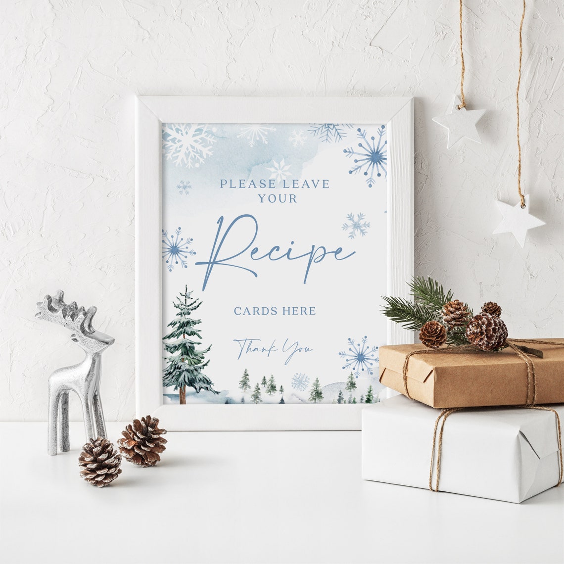 Recipe Sign Bridal Shower Recipe Sign Winter Wonderland - Etsy