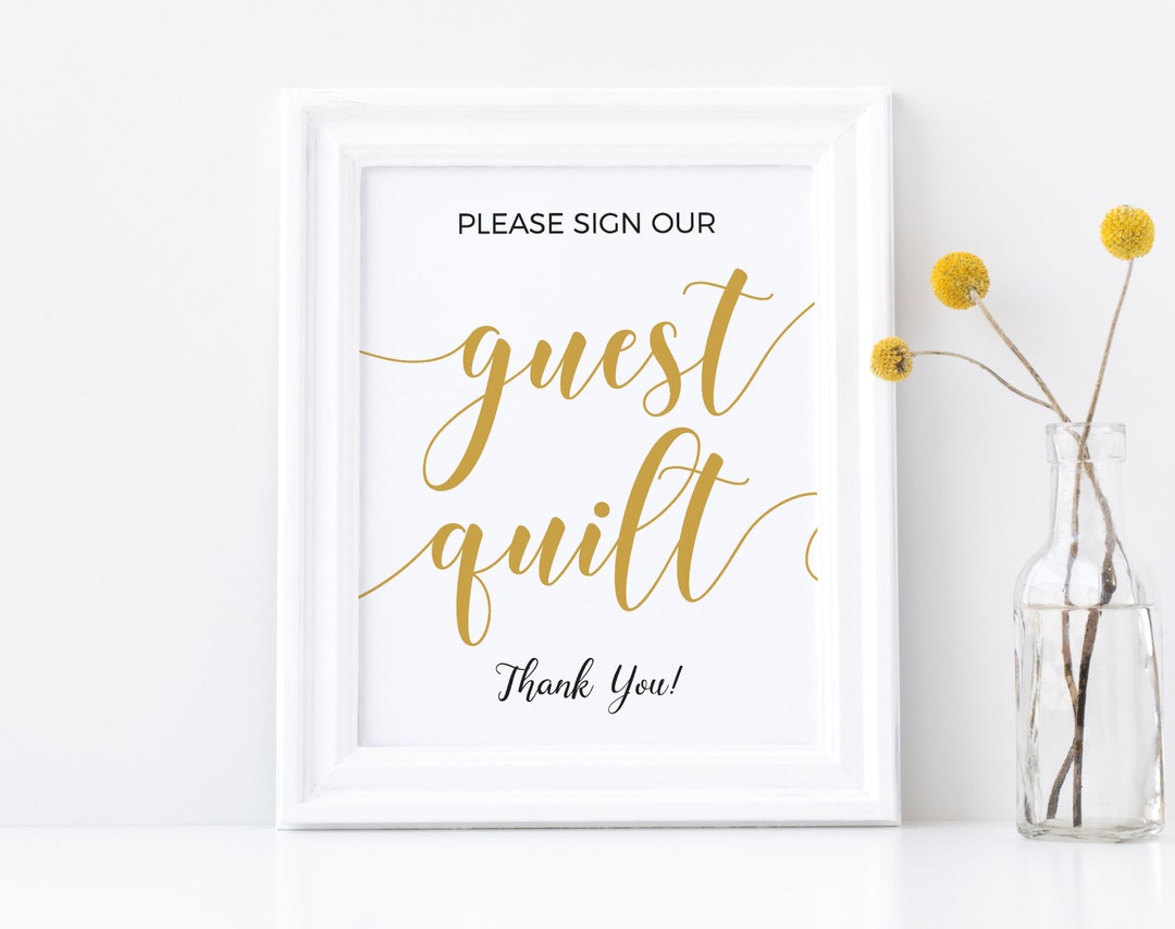 Guest Quilt Sign, Sign Guest Quilt, Guest Quilt Guest Book, Gold ...