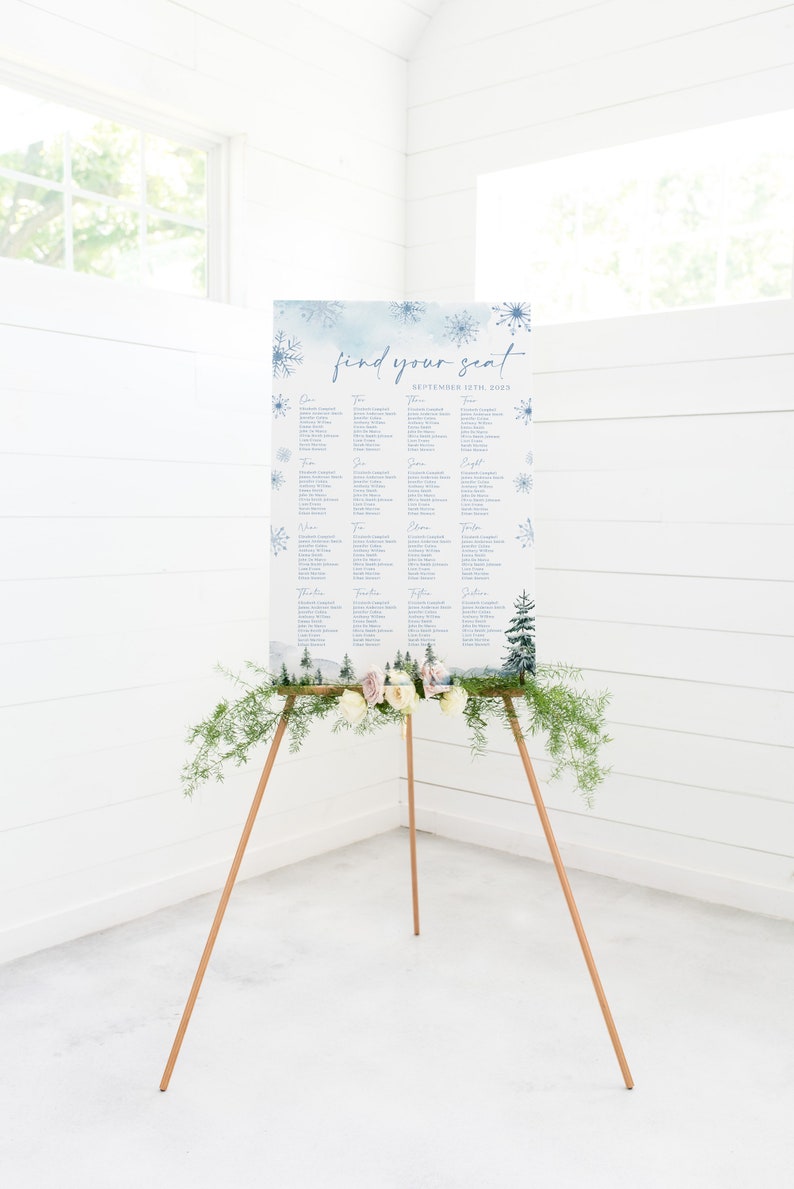 Seating Chart Sign Seating Chart Template Winter Wonderland - Etsy