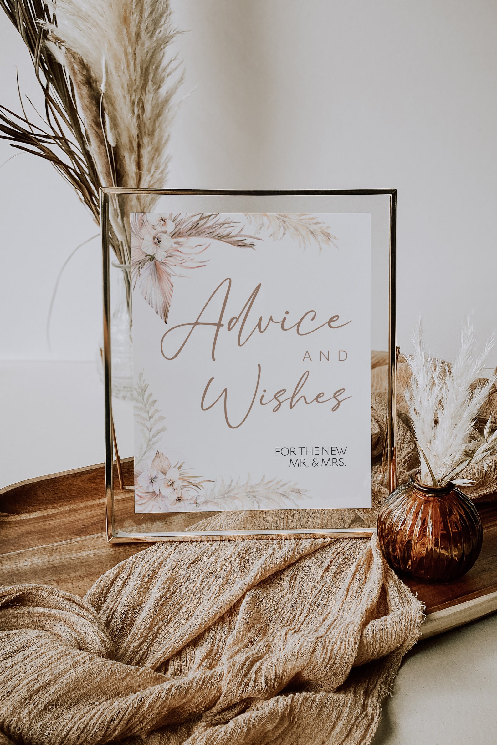 Advice and Wishes Sign Pampas Grass Wedding Sign Pampas - Etsy