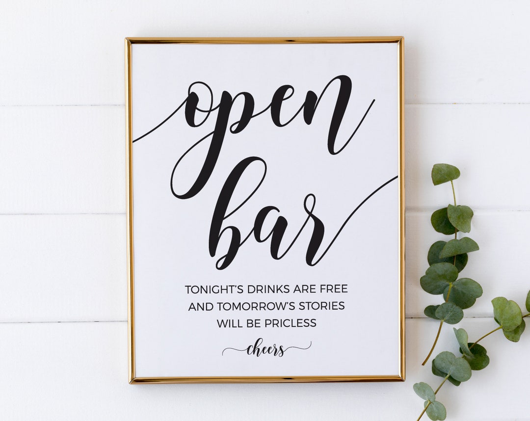 Open Bar Sign Template, Wedding Bar Menu Sign, Wedding Signs BLCK20WED ...