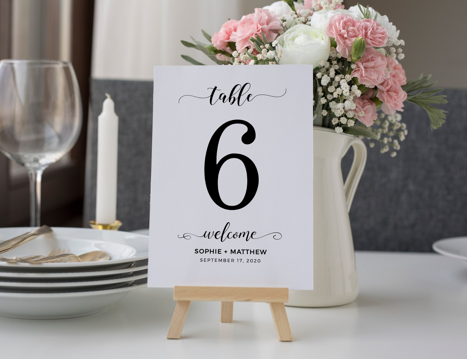 Black table numbers template Minimalist table numbers | Etsy