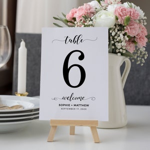 Black Table Numbers Template, Minimalist Table Numbers Printable and ...