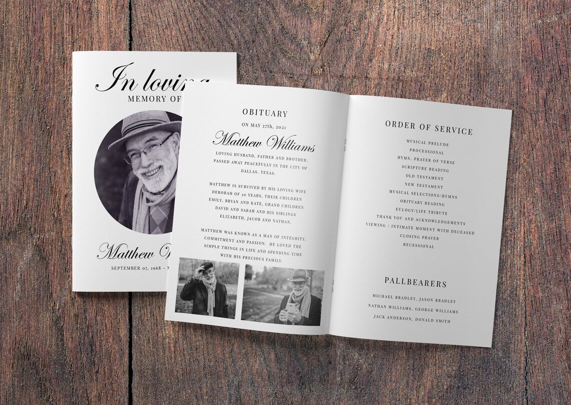 Funeral Program Template Elegant Formal Program Template - Etsy