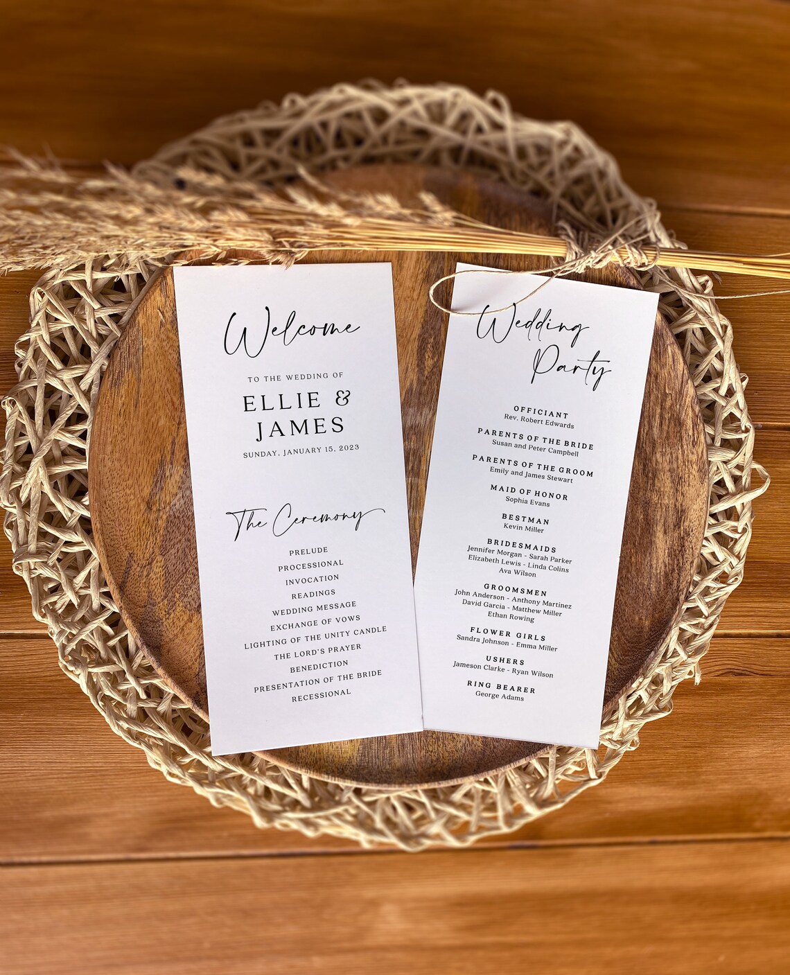 Wedding Ceremony Program Cards Simple Wedding Program | Etsy