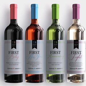 Wedding Wine Labels, Wine Bottle Labels, Wedding Wine Firsts, Labels ...