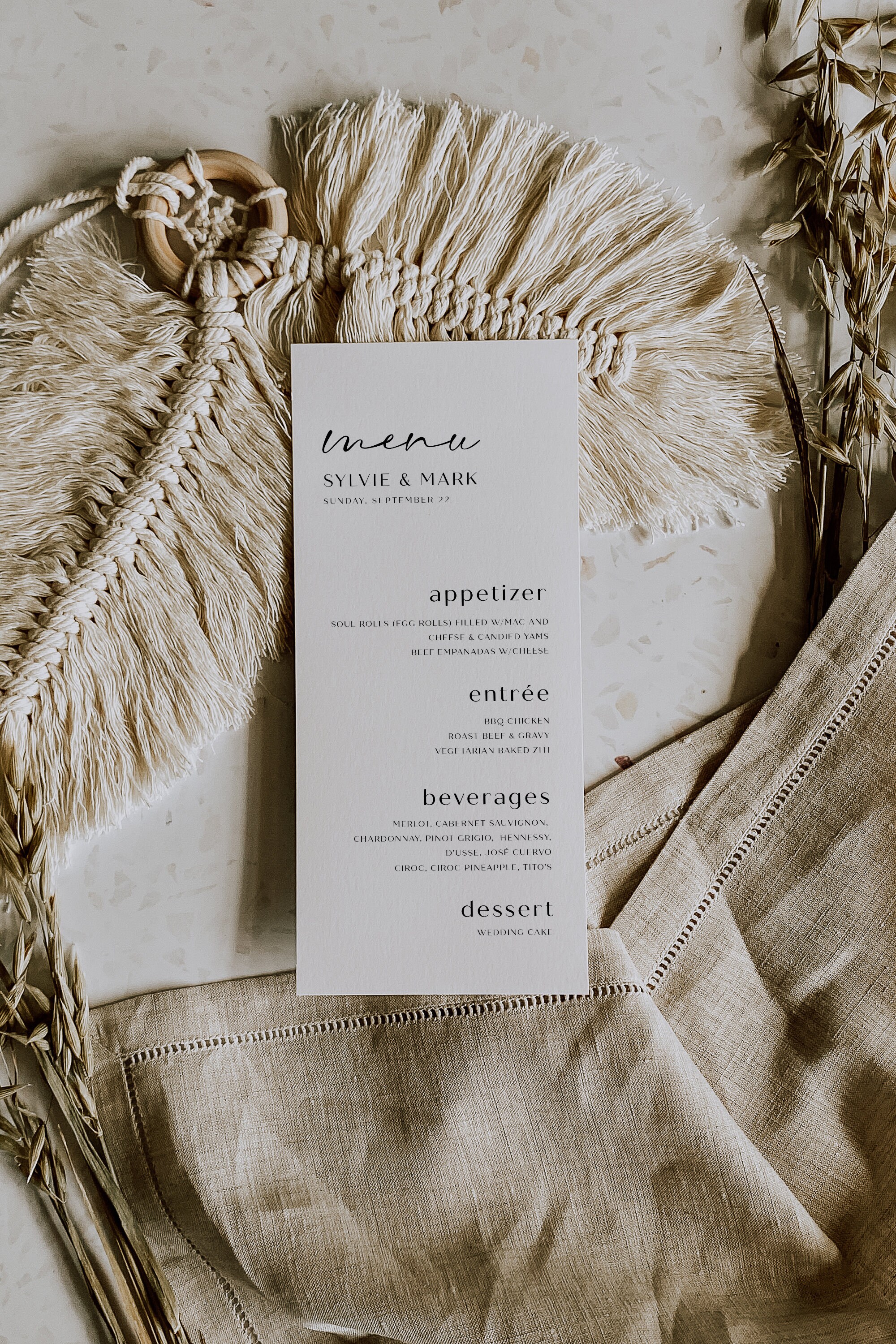 Wedding Menu Template Menu Cards Template Minimalist Modern | Etsy