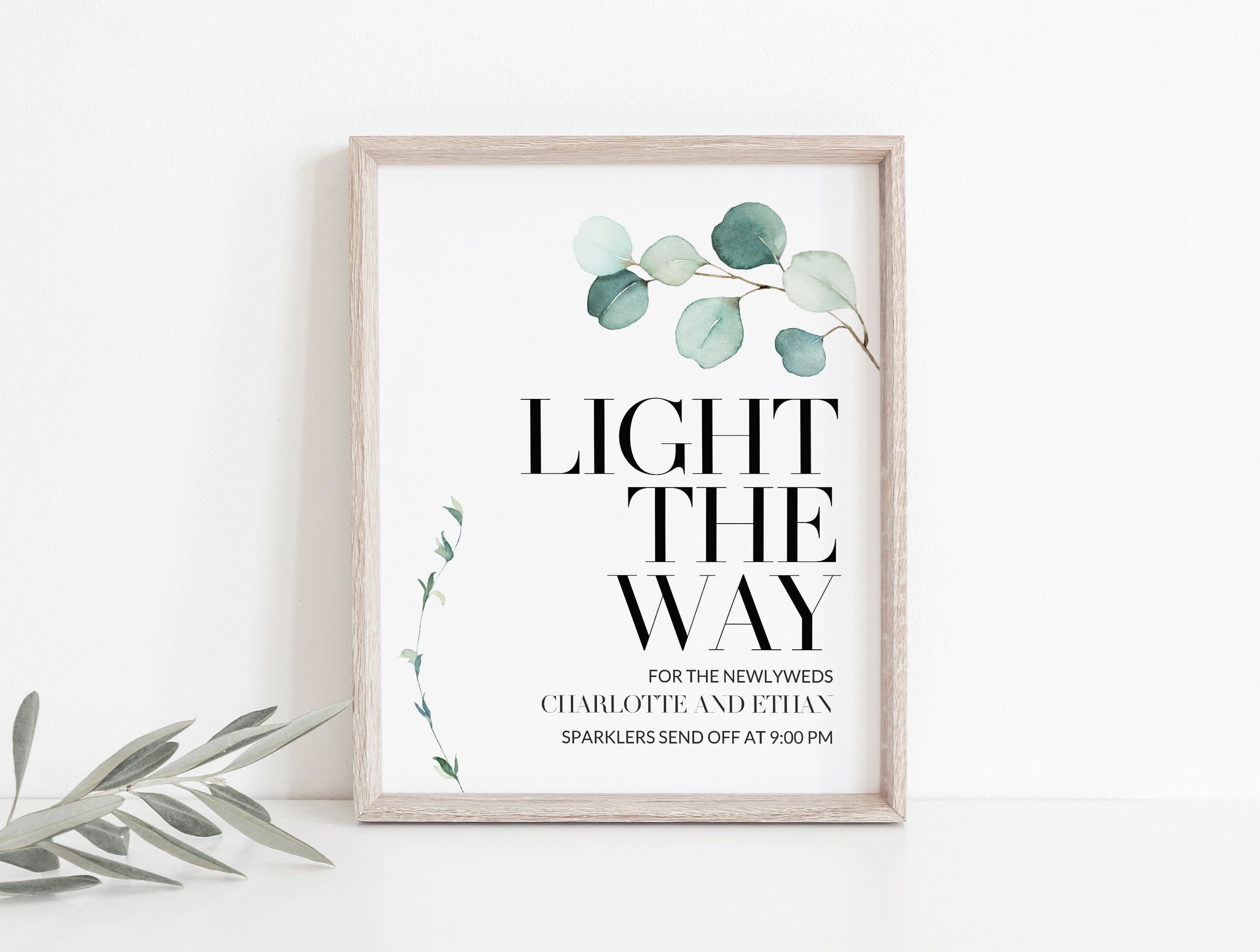 Light the Way Sign Sparkler Send off Sign Eucalyptus Wedding - Etsy