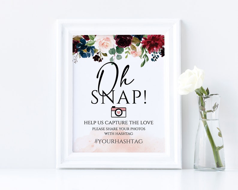 Oh Snap Wedding Sign Oh Snap Sign Oh Snap Hashtag Sign | Etsy