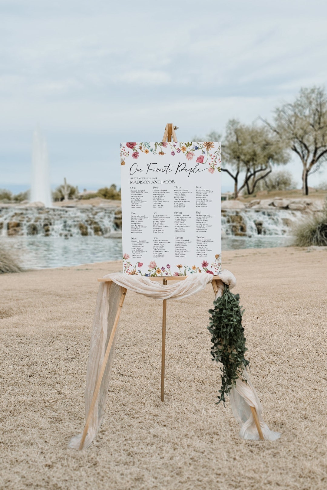 Seating Chart Template, Colorful Floral Seating Chart, Wildflower ...