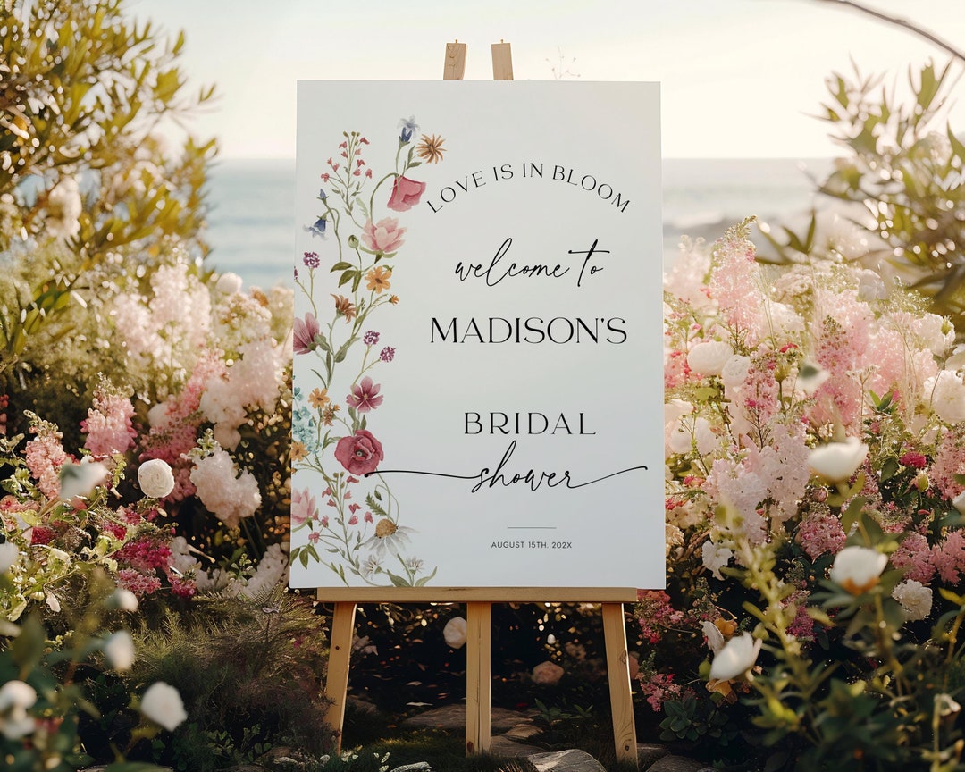 Love is in Bloom Sign | Bridal Shower Welcome Sign | Wildflower Welcome ...