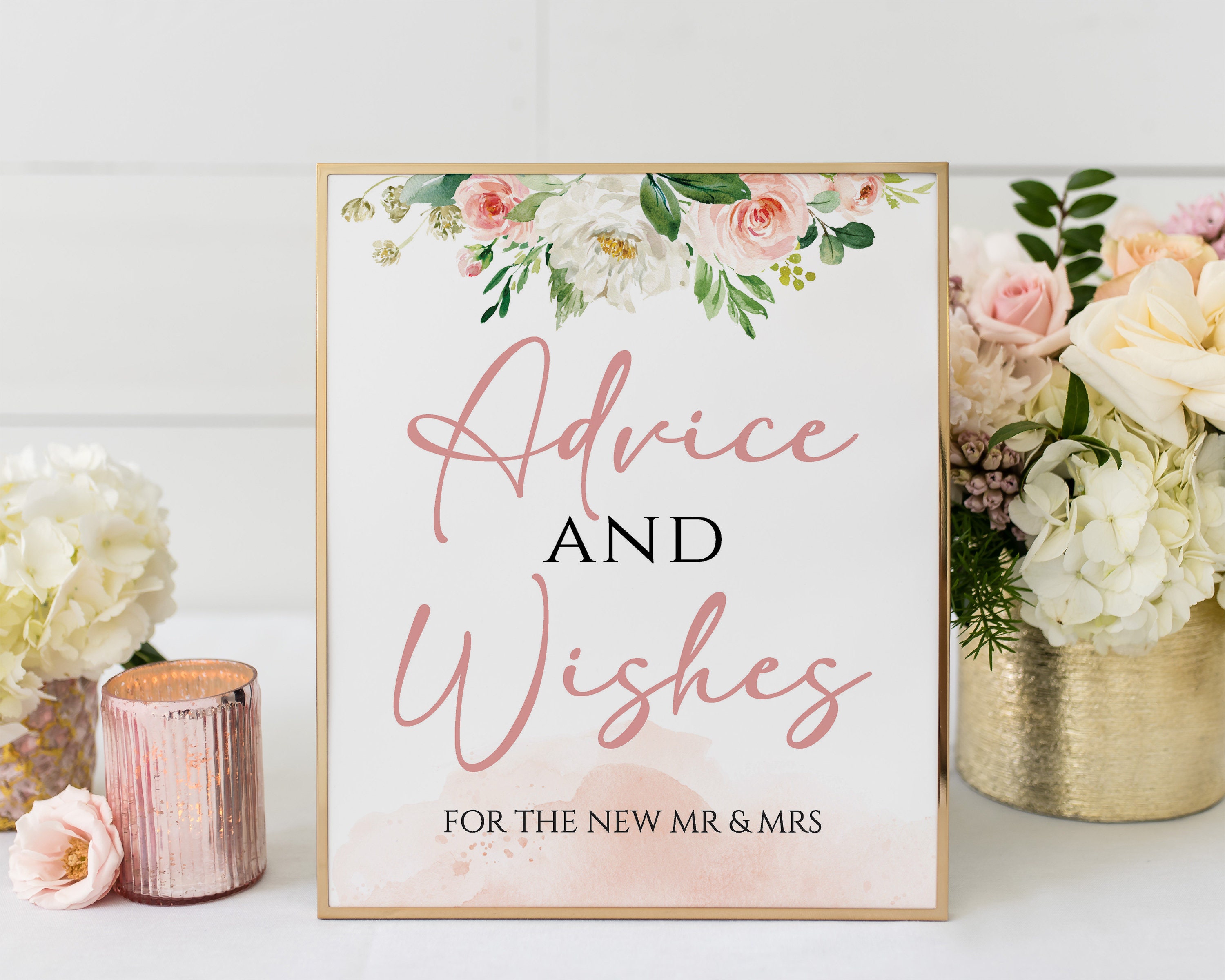 Advice and Wishes Wedding Sign Wedding Signs Greenery and - Etsy