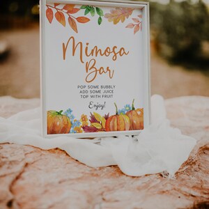 Mimosa Bar Sign, Fall Mimosa Bar Sign Template, Fall Pumpkin Baby ...
