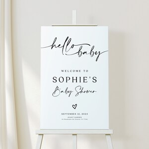 Welcome Sign Template, Hello Baby Sign, Baby Shower Sign, Modern and ...