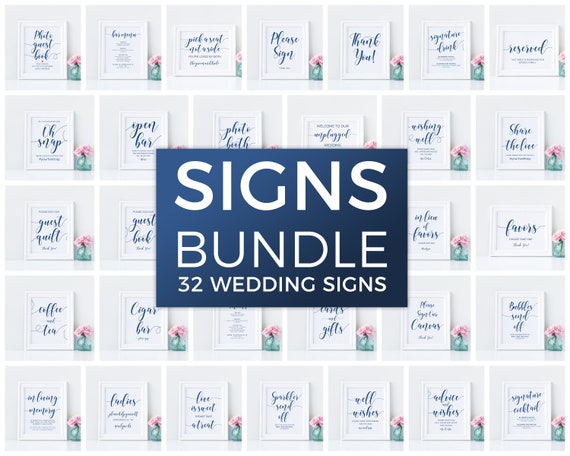Navy Blue Wedding Signs Bundle 32 Wedding Signs Templates and - Etsy