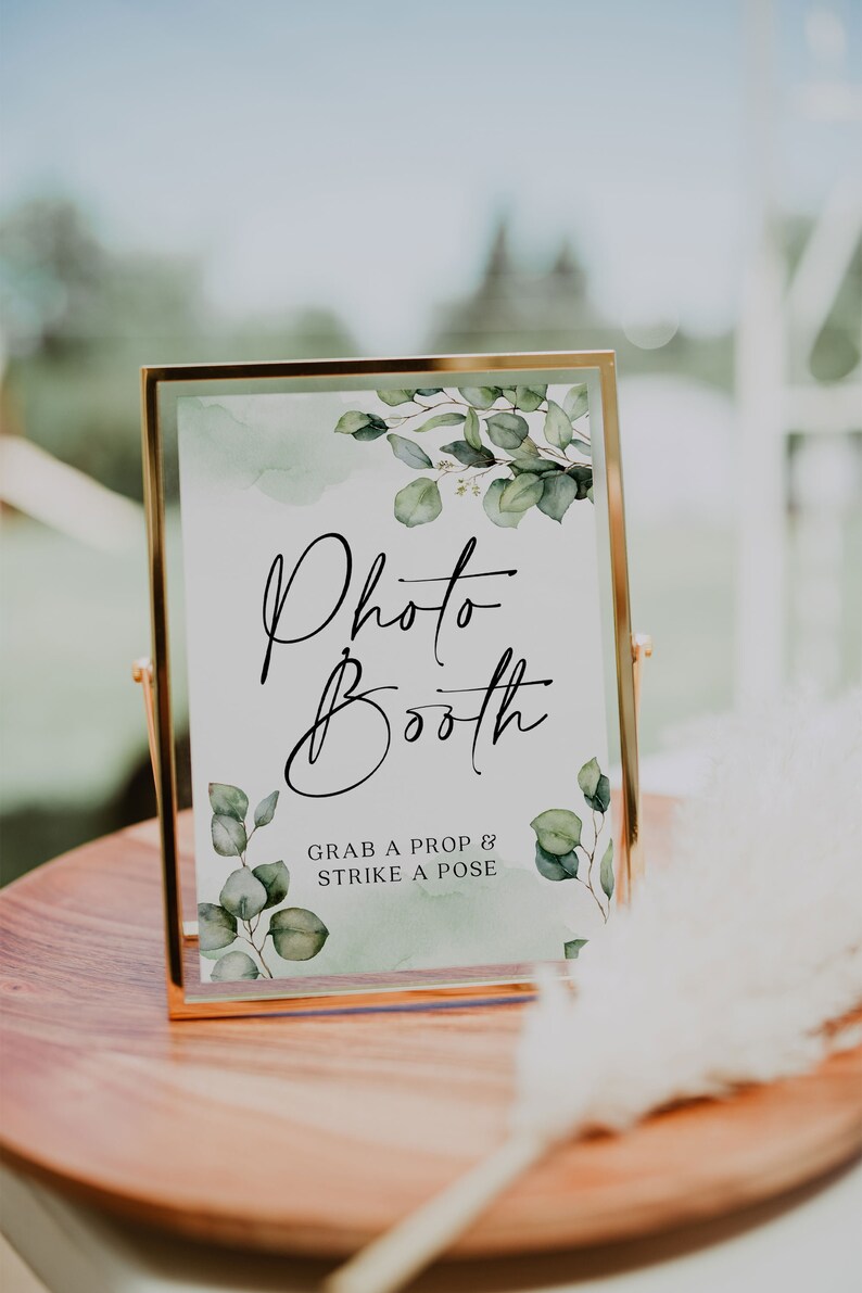 Photo Booth Sign Wedding Photo Booth Template Greenery Sign - Etsy