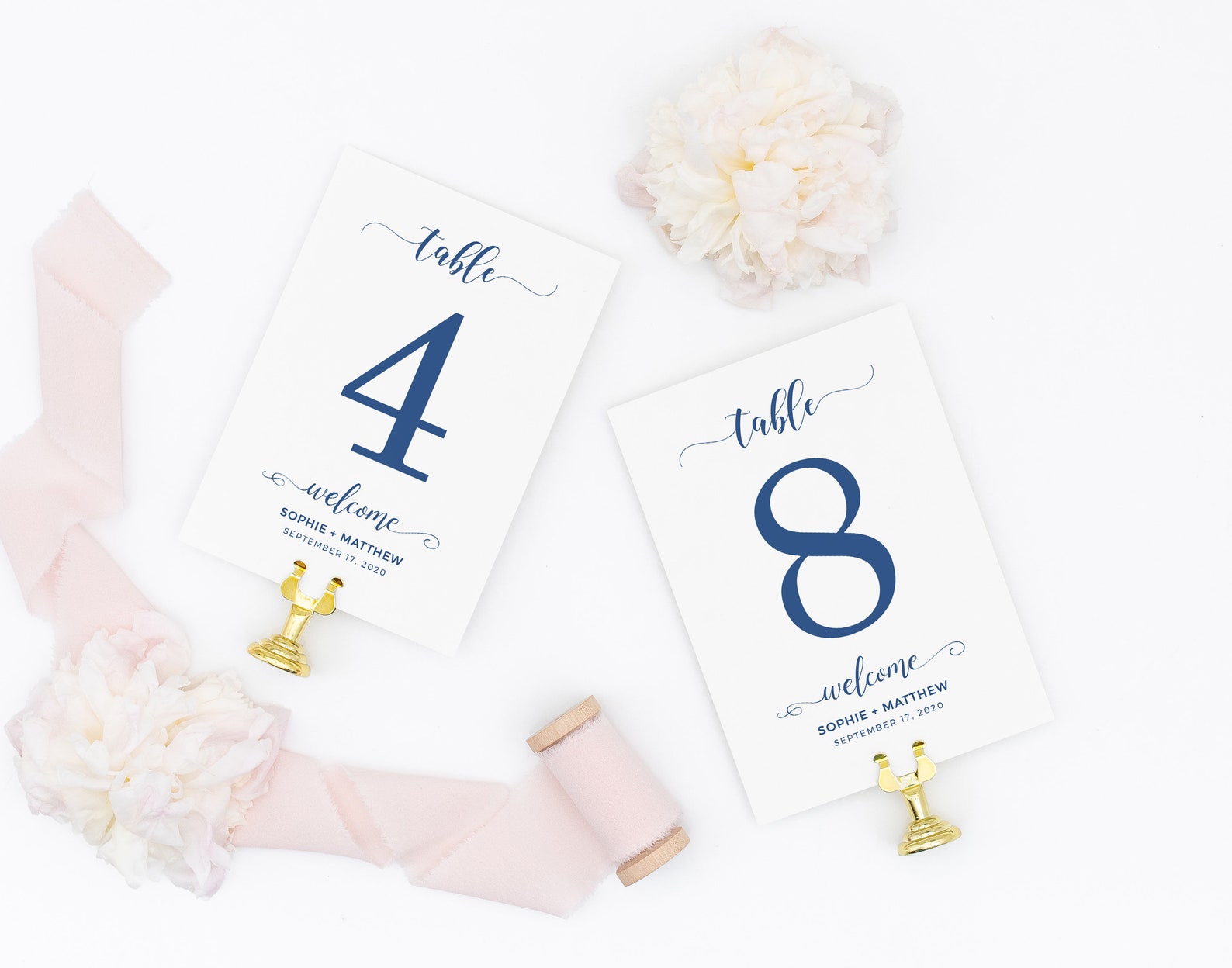 Table Number Template Blue Table Numbers Wedding Table - Etsy