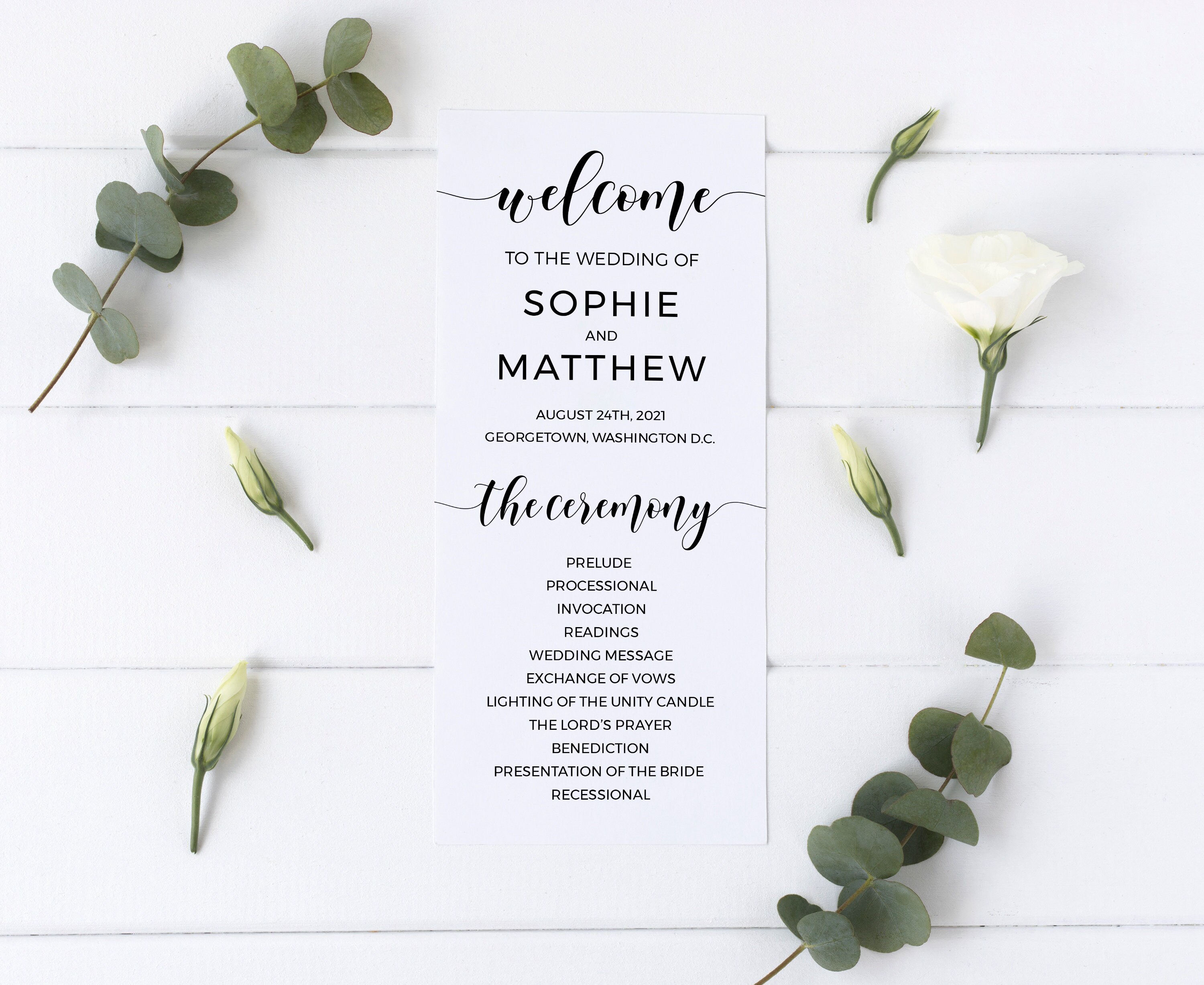 Wedding program template Minimalist and elegant wedding | Etsy