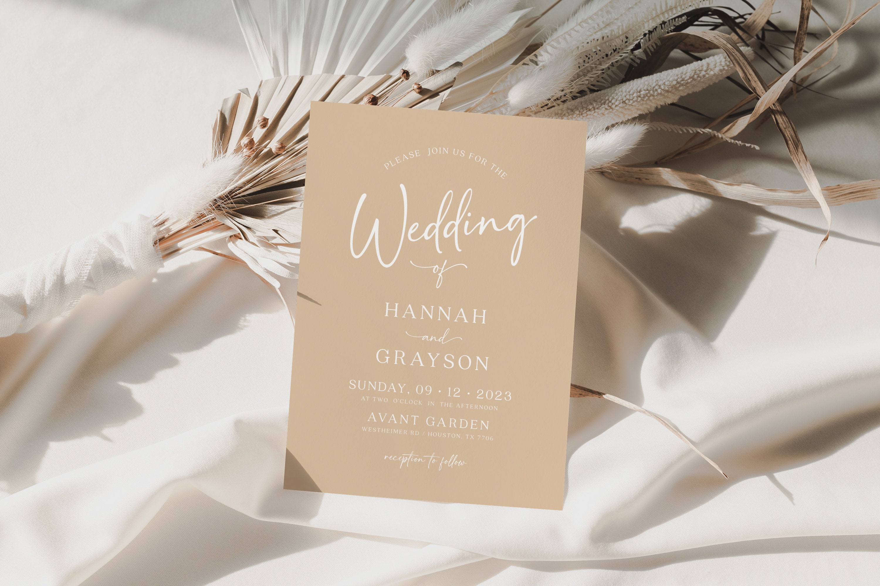 Beige Wedding Invitation Wedding Invitation Template - Etsy