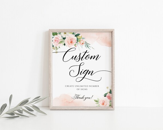 Custom Wedding Sign Wedding Sign Template Blush Wedding | Etsy