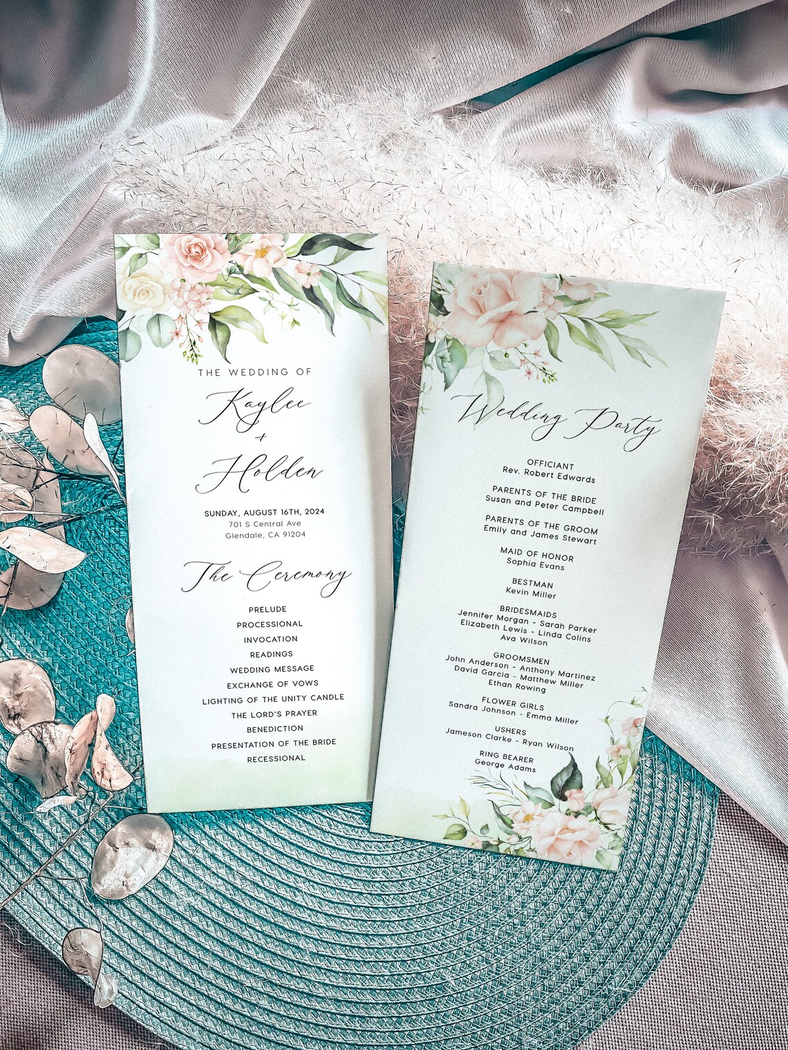 Wedding Program Template Greenery and Flower Wedding Program - Etsy