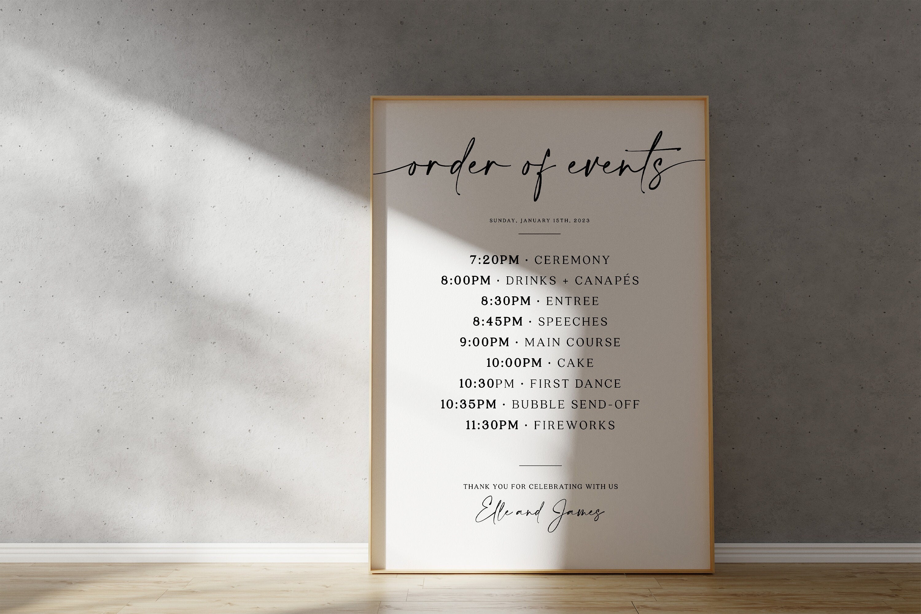Order of Events Sign Wedding Order of the Day Template | Etsy