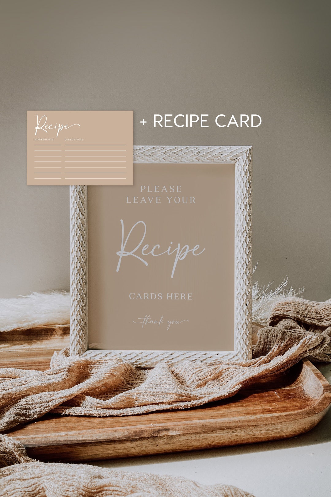 Recipe Sign and Recipe Cards Template, Bridal Shower Recipe Cards ...
