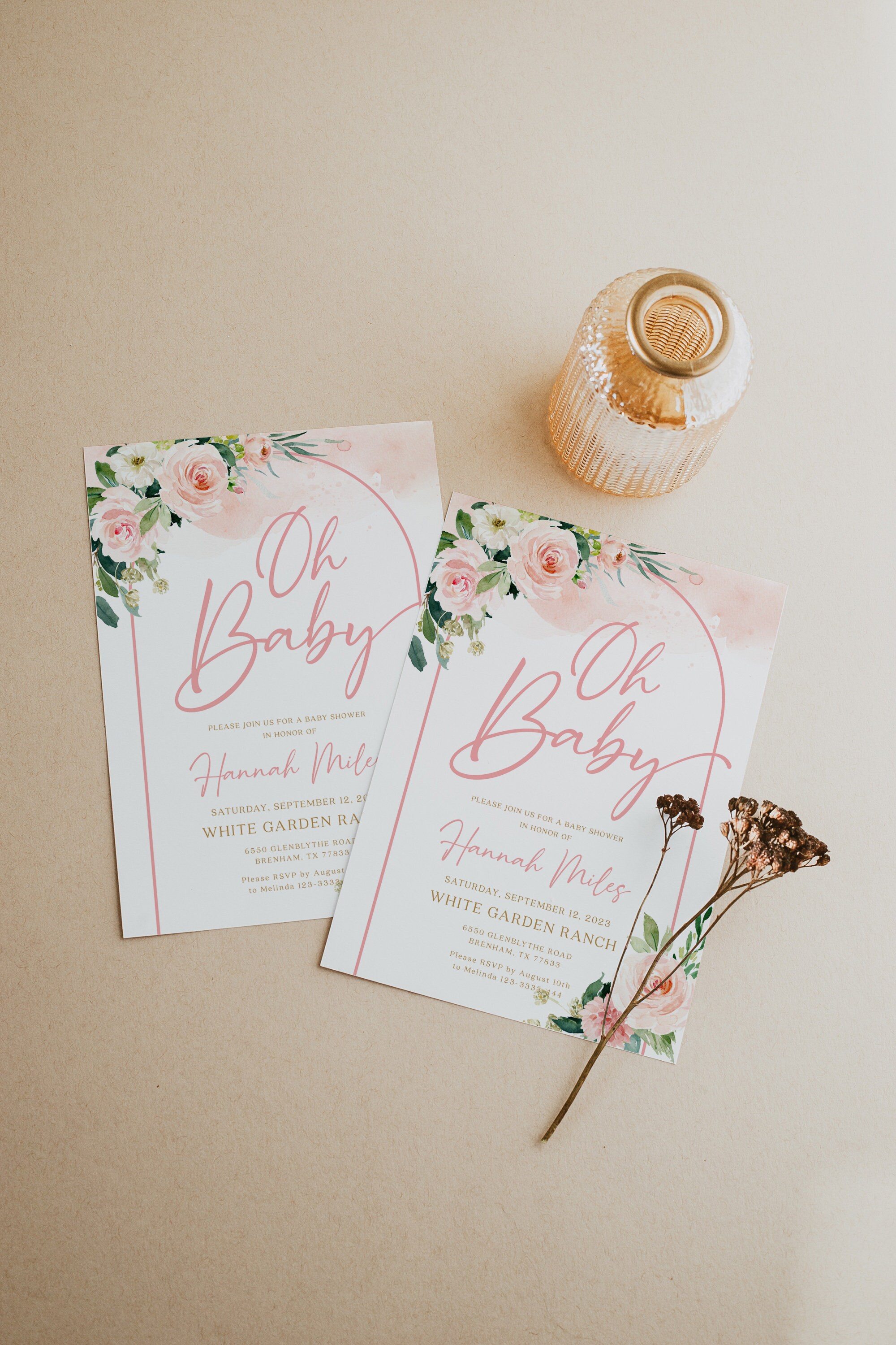 Oh Baby Invitation Baby Shower Invitation Template Baby | Etsy