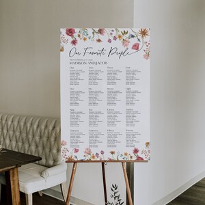 Seating Chart Template, Colorful Floral Seating Chart, Wildflower ...
