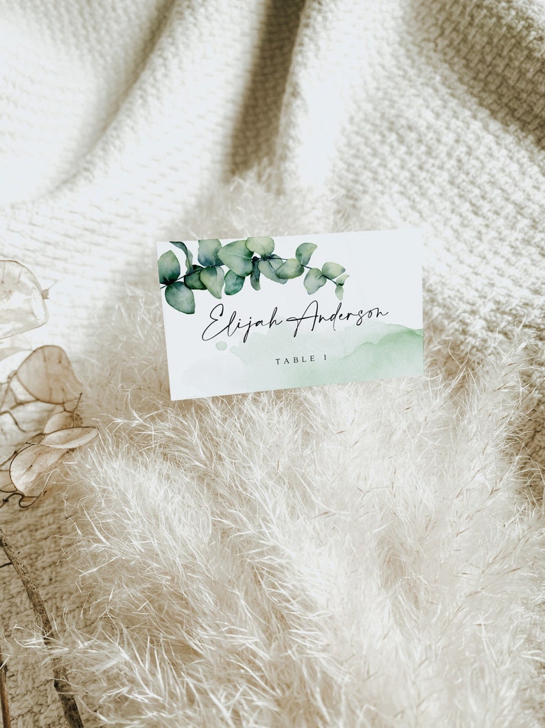 Greenery Place Card Template Wedding Place Cards Greenery - Etsy