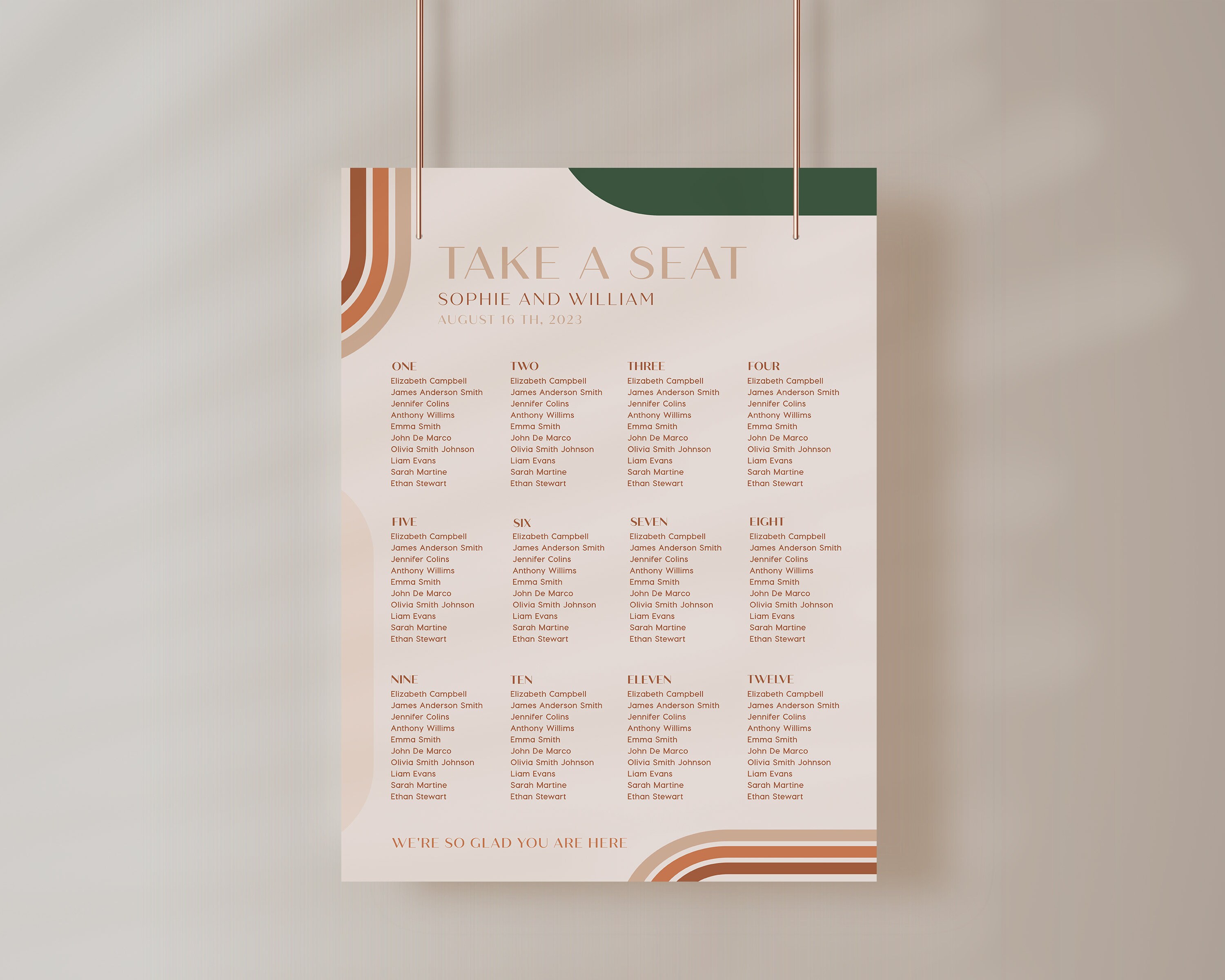 Seating Chart Wedding Modern Boho Seating Chart Template With | Etsy